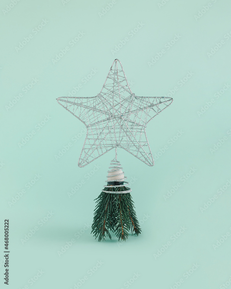 2022. Christmas tree made of badminton ball with fir branches decorated ...