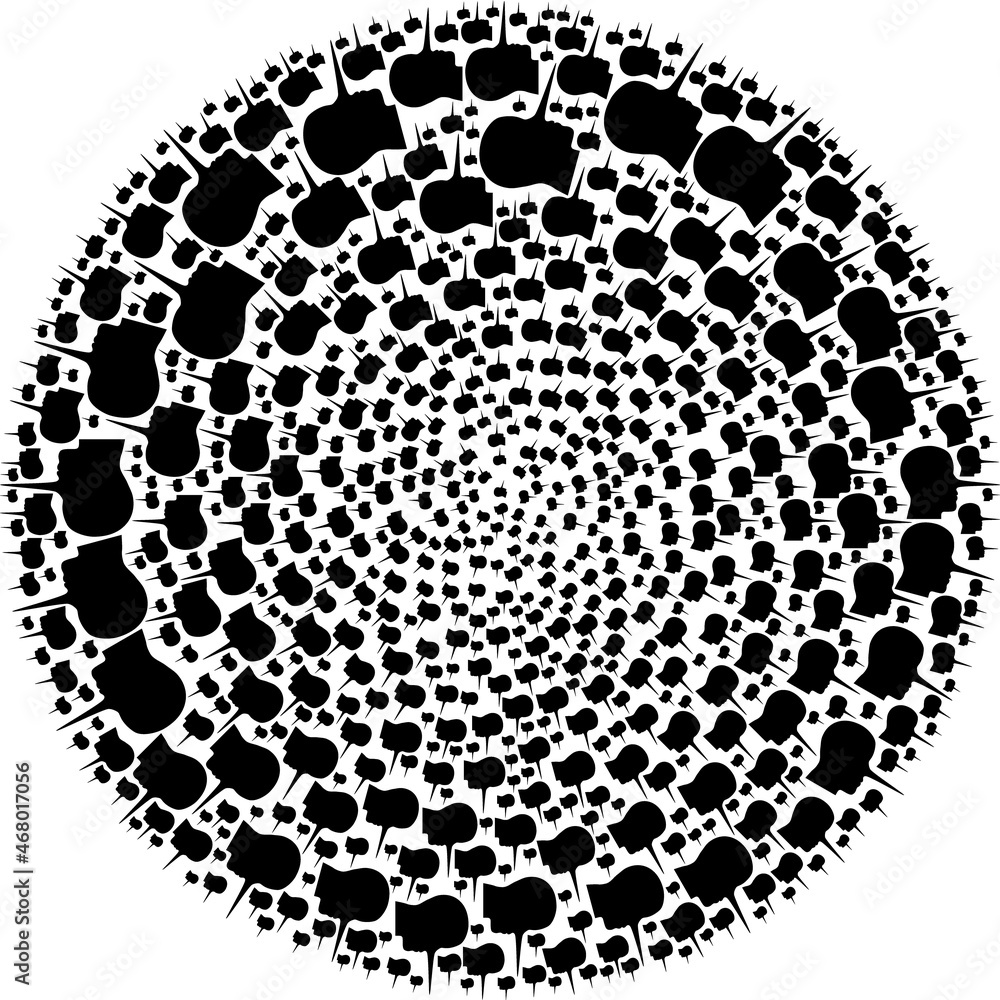 Liar person icon rotation round collage. Liar person icons are arranged ...