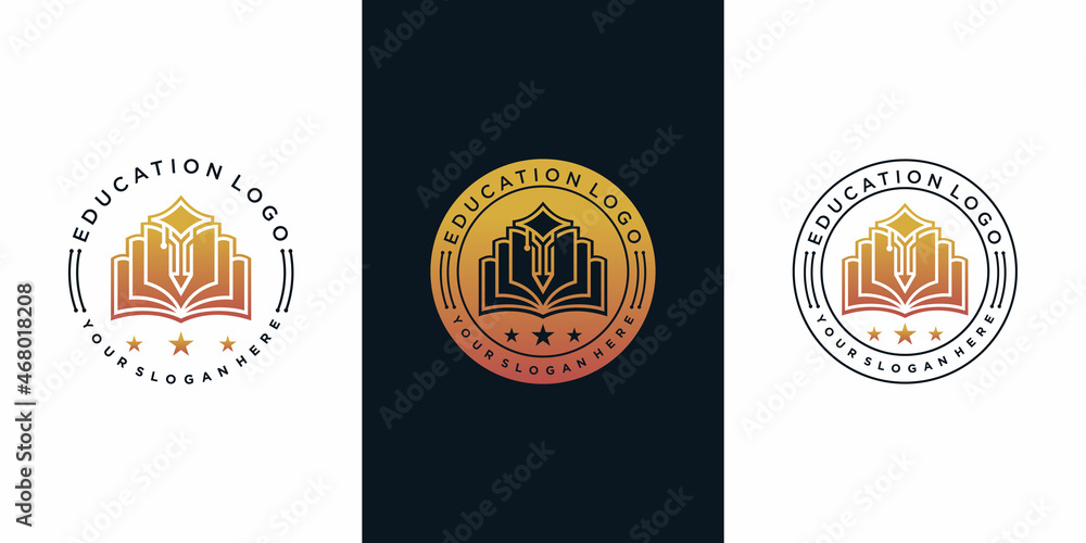 Set of creative education logo design with modern emblem style, Premium ...
