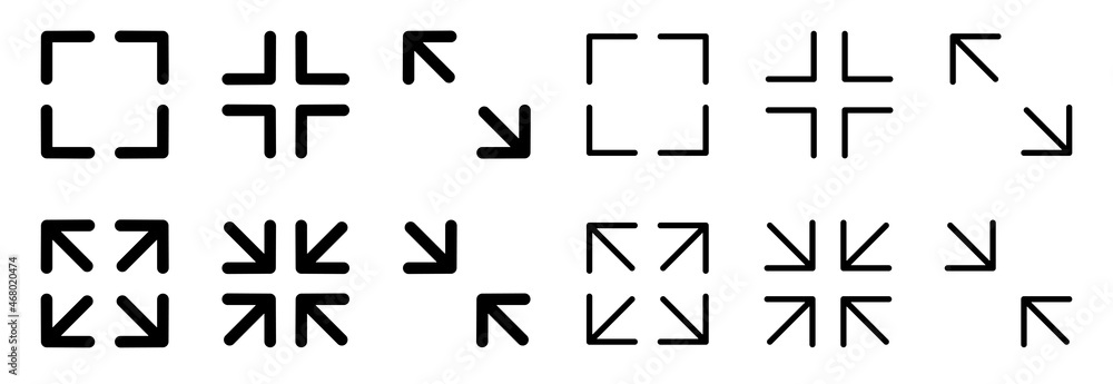 Full screen icons set vector.Full screen icon set. Maximize and ...