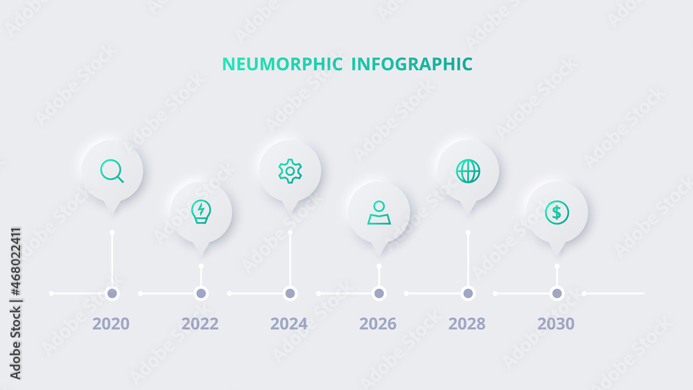 Neumorphic flow chart infographic. Creative concept for infographic ...