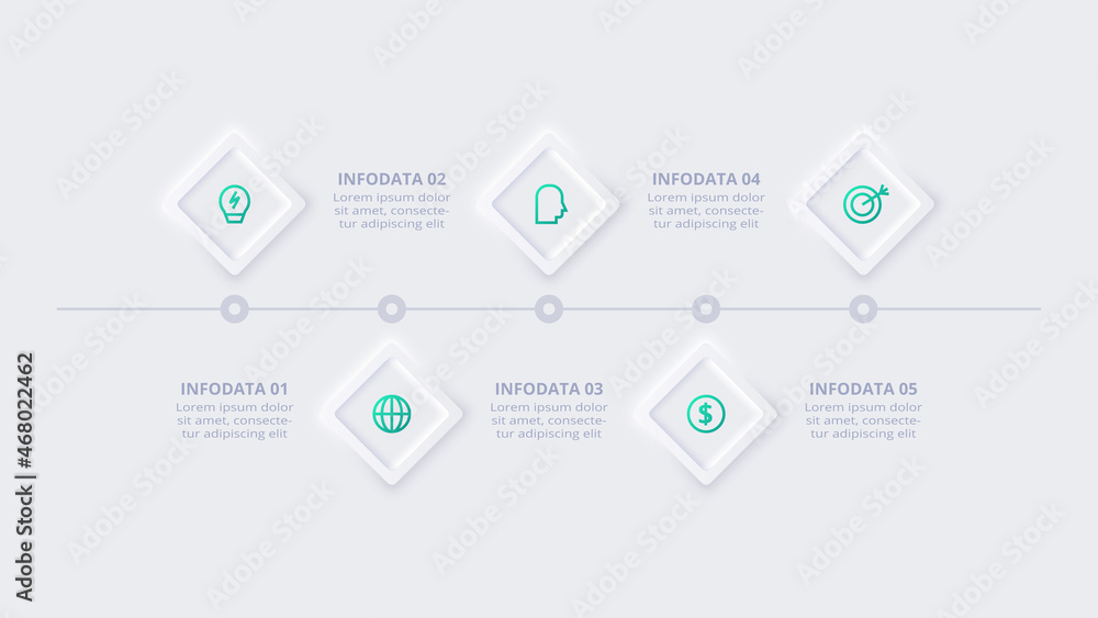 Neumorphic flow chart infographic. Creative concept for infographic ...