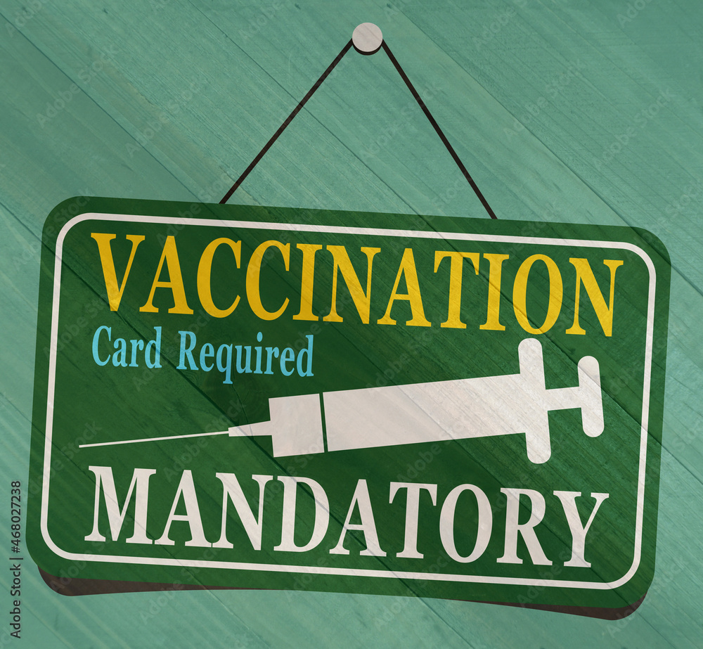 Vaccination is required sign on wood grain texture Stock Illustration ...