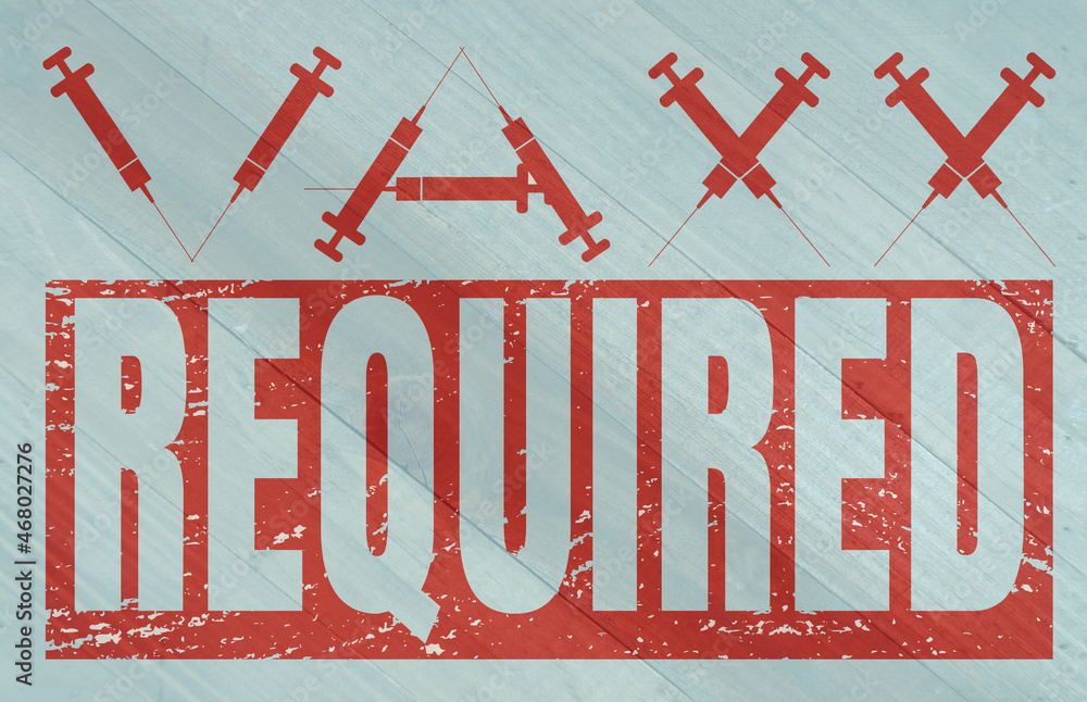 Vaccination is required sign on wood grain texture Stock Illustration ...