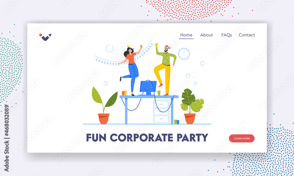 Fun Corporate Party Landing Page Template. Christmas Celebration ...