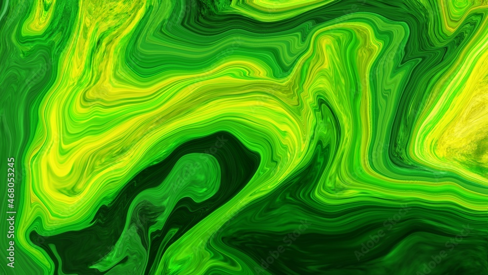 Abstract background painting art with neon green liquid pattern paint ...