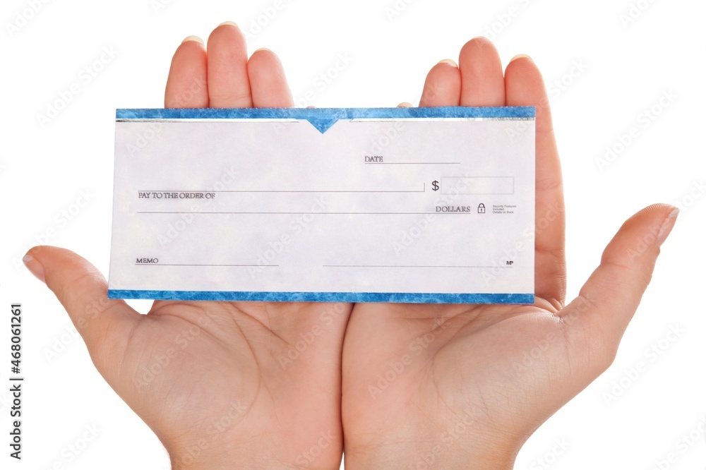 Woman's Hand Holding a Check Stock Photo | Adobe Stock
