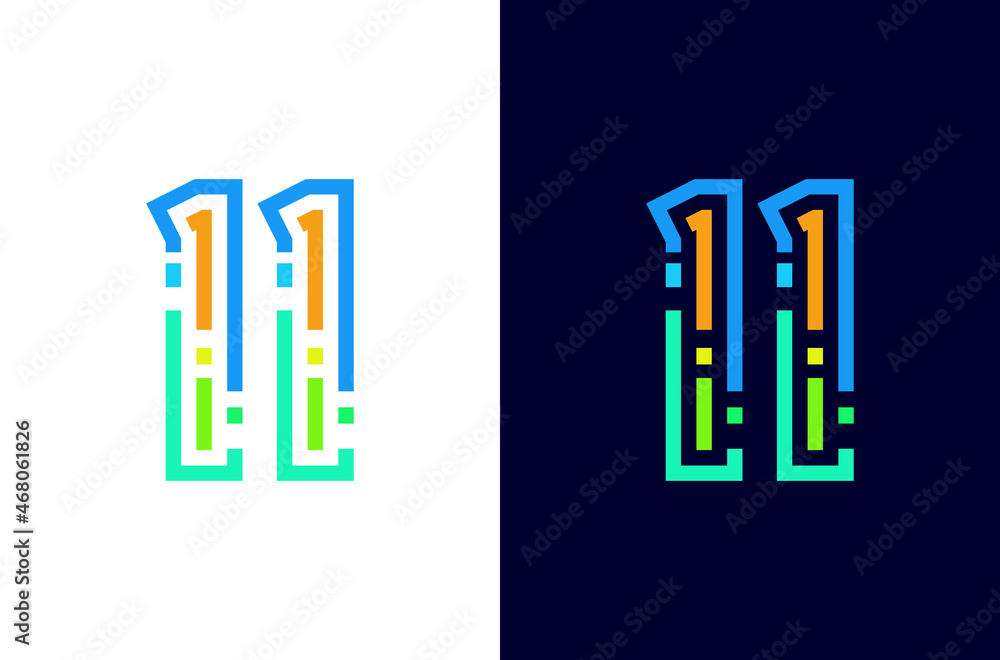 Number 11 digital logo with colorful line Stock Vector | Adobe Stock