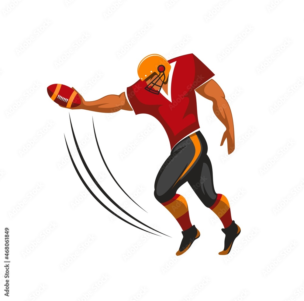 American football quarterback player hitting ball. Gridiron football ...