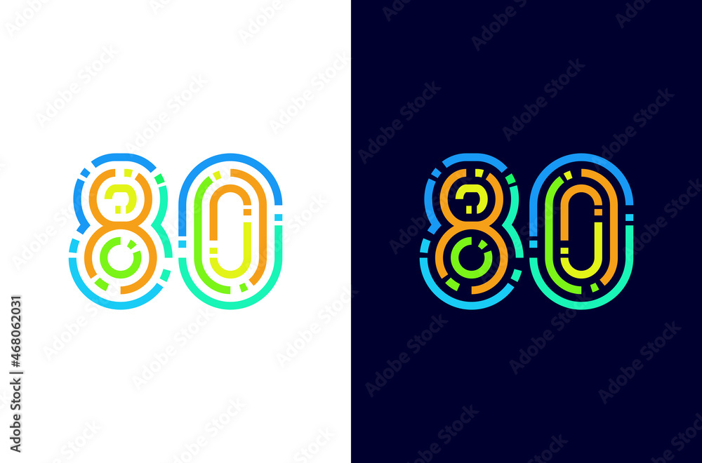 Number 80 digital logo with colorful line Stock Vector | Adobe Stock