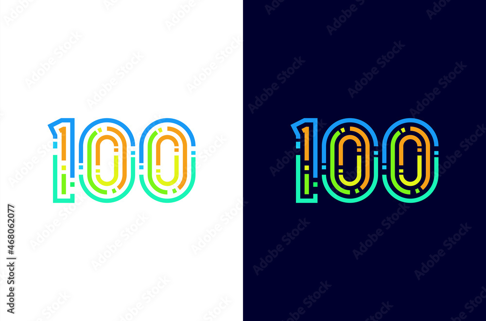 Number 100 digital logo with colorful line Stock Vector | Adobe Stock
