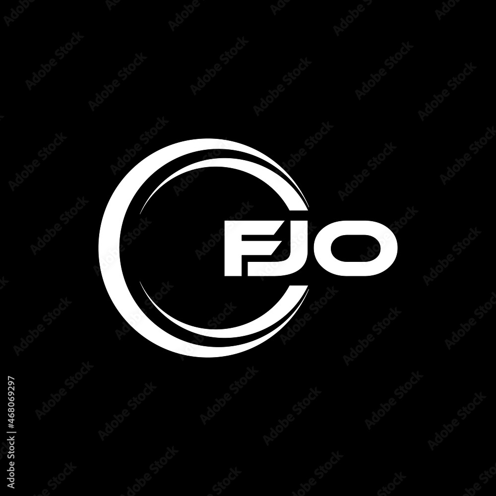 FJO letter logo design with black background in illustrator, vector ...