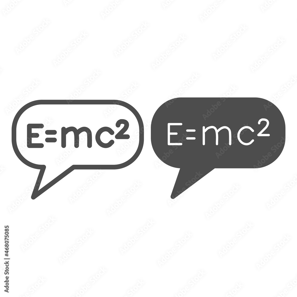 Emc2 formula in popup window, physics line and solid icon, education ...