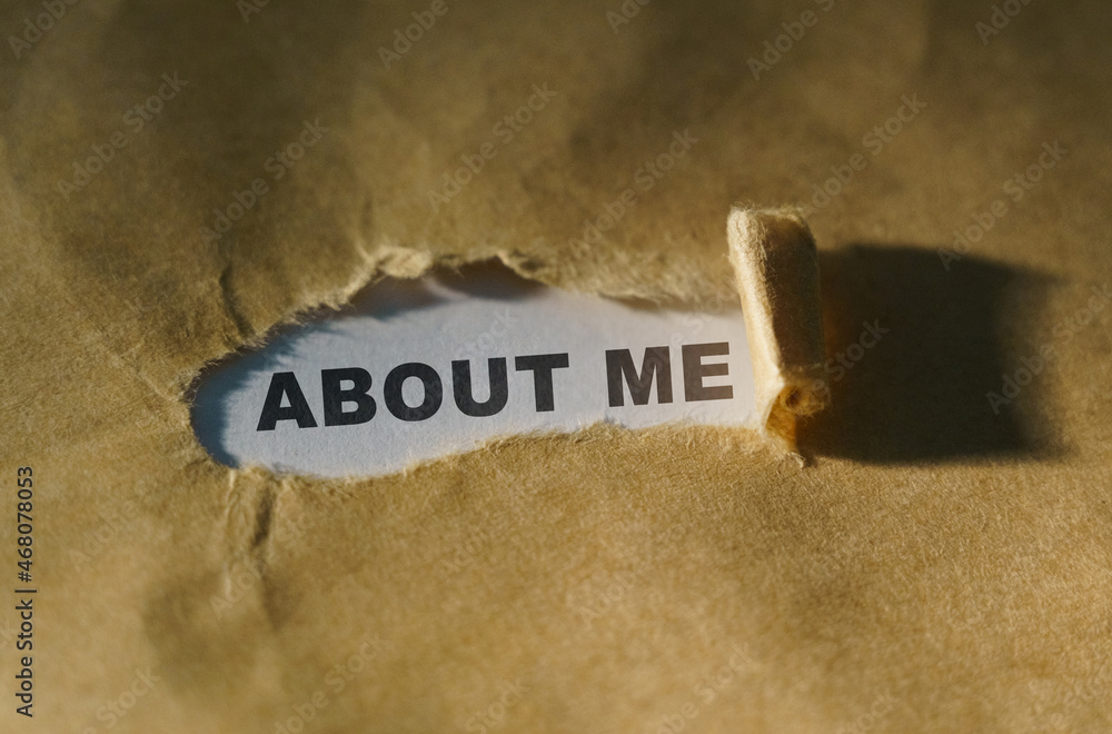 Torn paper in the middle of the sheet, inside on a white background the ...