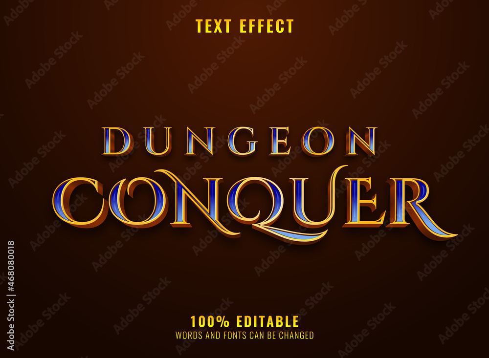 fantasy golden diamond dungeon conquer text effect Stock Vector | Adobe ...