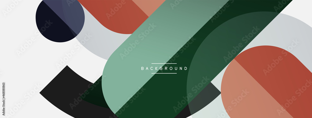 Geometric shapes composition abstract background. Circles lines and ...