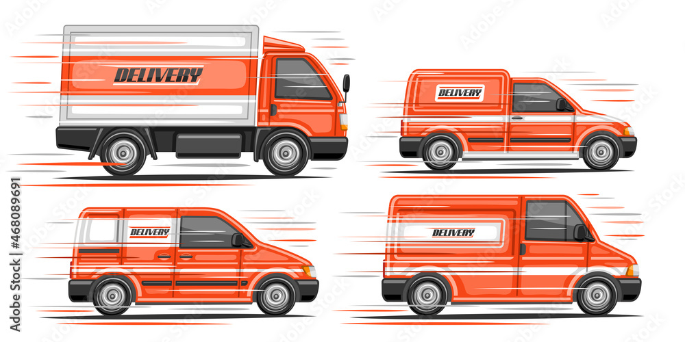 Vector set of Delivery Vans, collection of 4 cut out illustrations ...