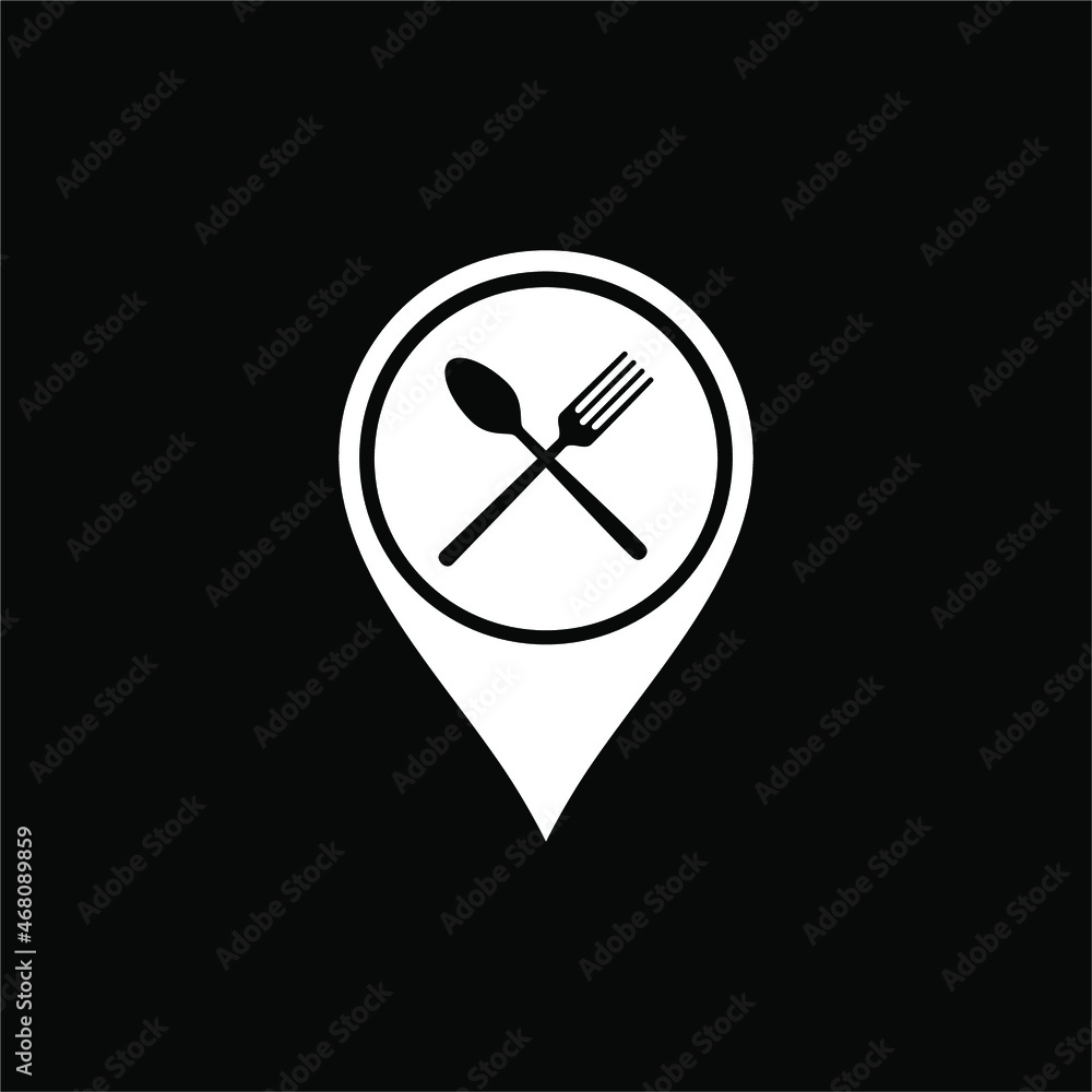 Spoon, Fork, and Knife in the Location Icon Symbol. Food and Beverage ...