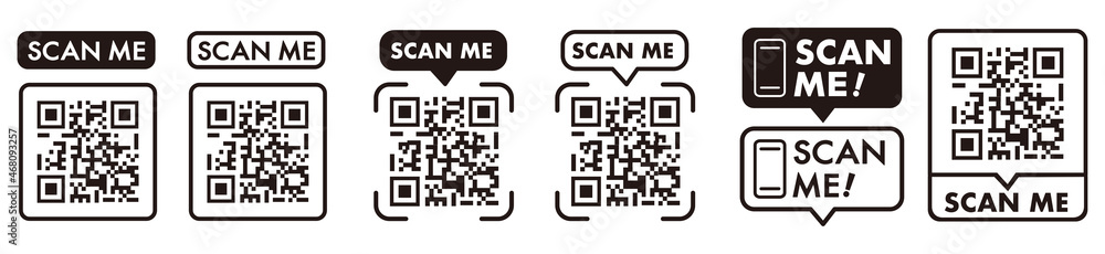 QR code scan icon with smartphone, scan me barcode sign, Vector ...