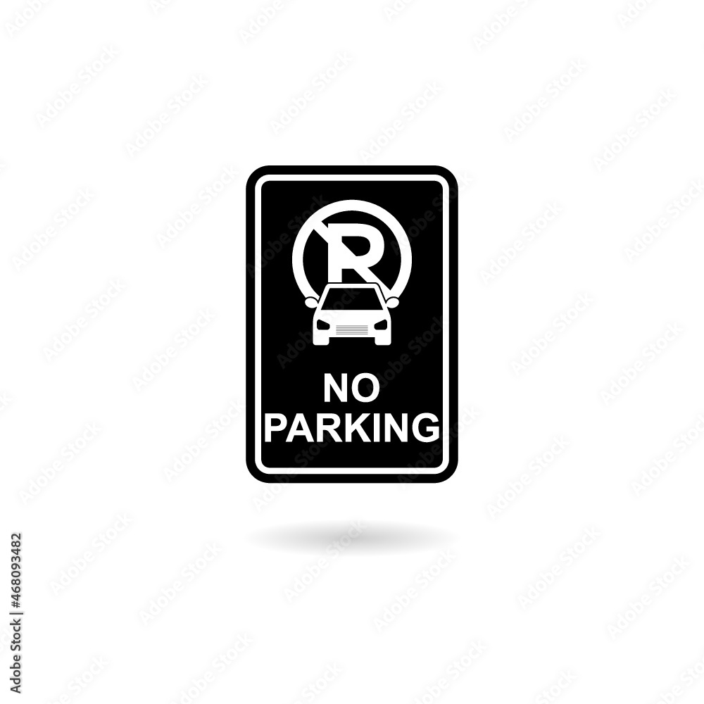 No parking icon. Prohibited parking area warning sign with shadow Stock ...