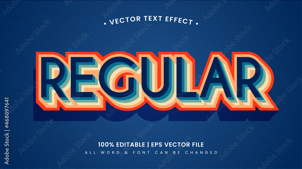 Regular retro 3d text style effect. Editable illustrator text style ...