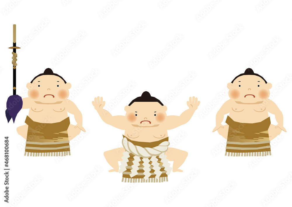 スポーツのイラスト素材。 相撲のクリップアート。 力士と行司。土俵。国技館のイメージ。 土俵入り。横綱。 素材庫向量圖 | Adobe Stock