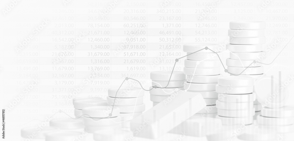 Growth business finance chart of white money stock graph data 3d ...