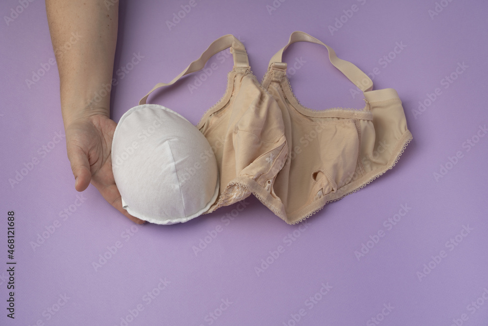 Breast prosthesis before inserting it into the special bra. Breast ...