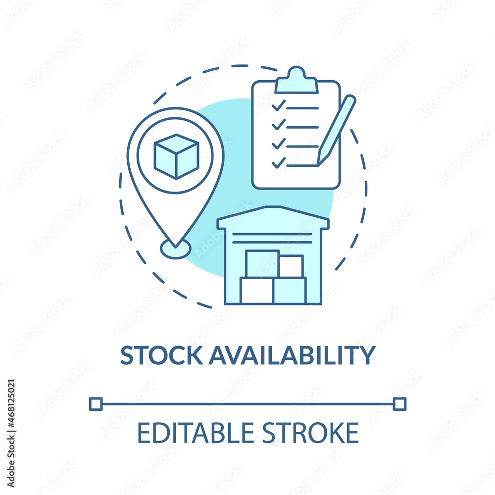 Stock availability blue concept icon. Monitoring products in warehouse ...
