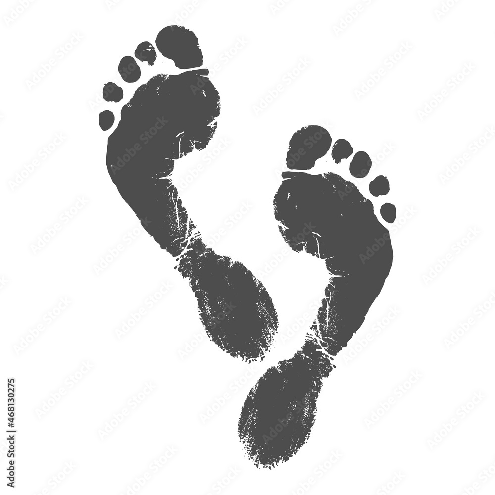 Footprints isolated on white. Footprints in gray for your web site ...