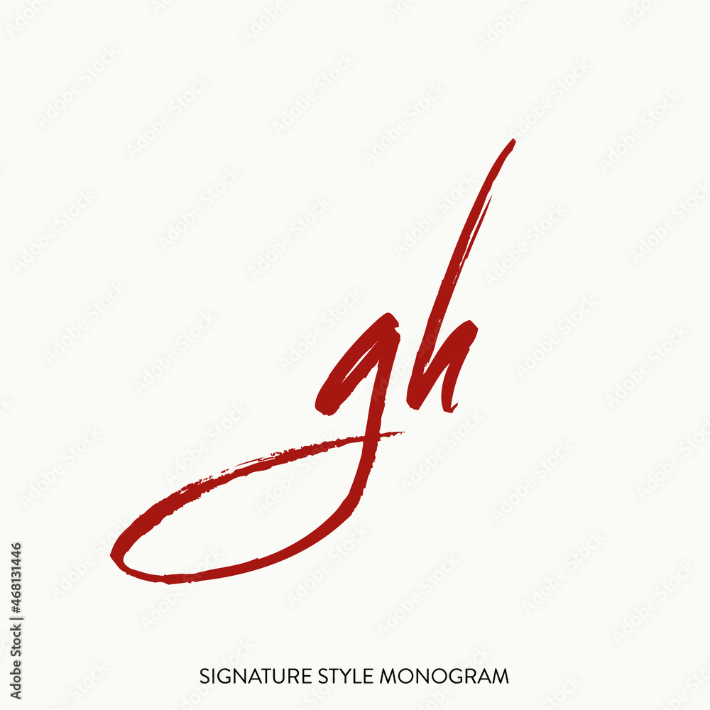 GH monogram logo.Calligraphic signature icon.Letter g and letter h ...