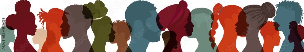 Racial equality and justice - Identity concept. Silhouette face head in ...