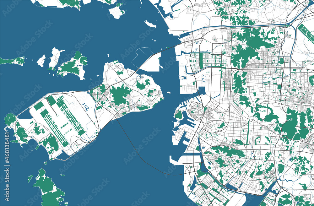 Incheon vector map. Detailed map of Incheon city administrative area ...