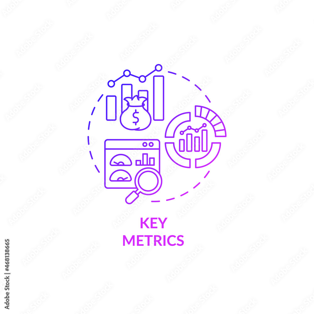 Key metrics purple gradient concept icon. Monitoring business ...