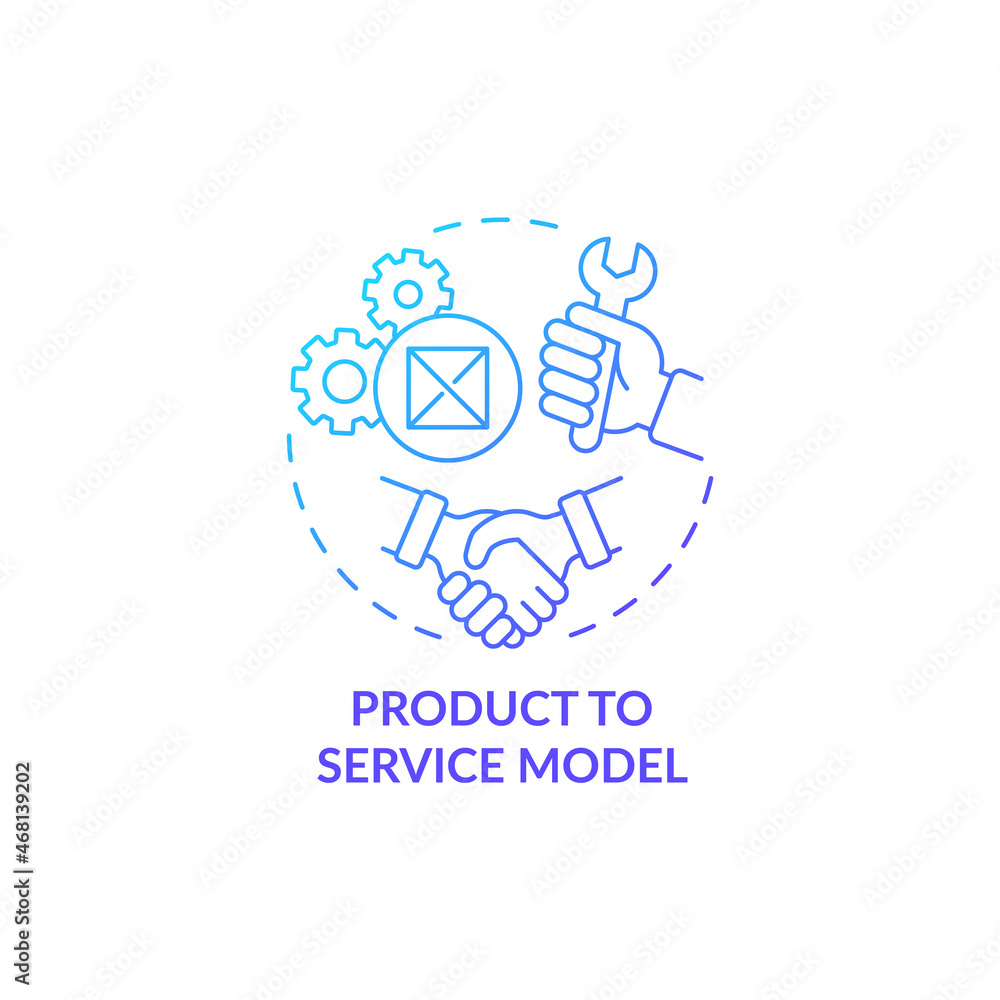 Product to service model blue gradient concept icon. Aproach to company ...