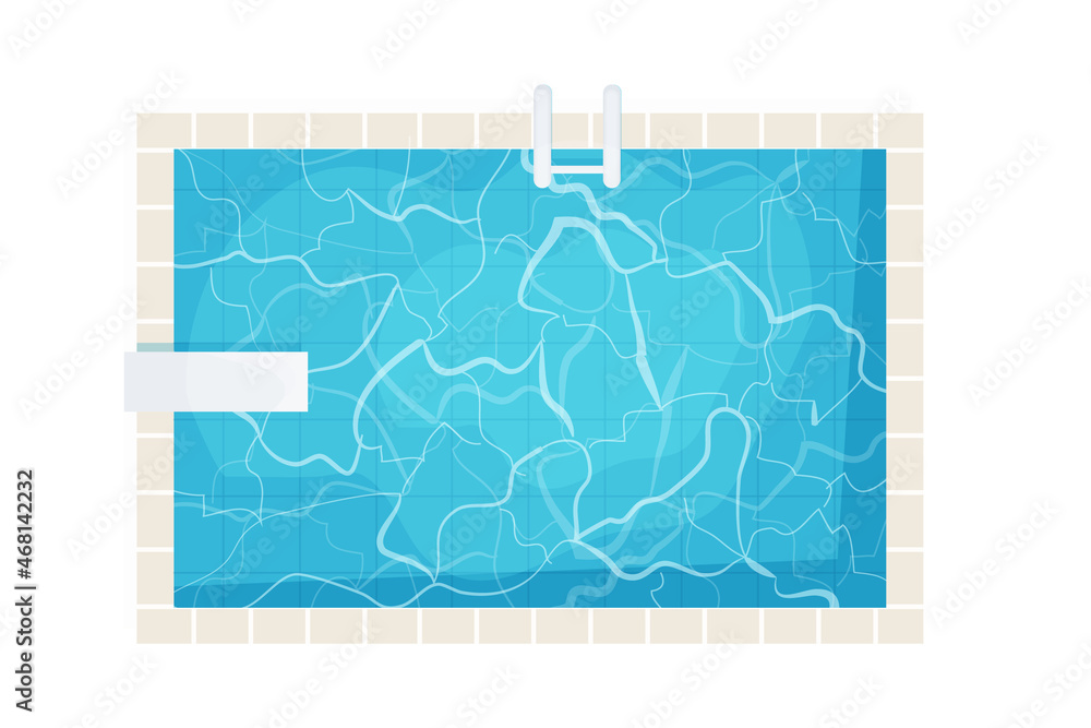 Swimming pool top view in cartoon style isolated on white background ...