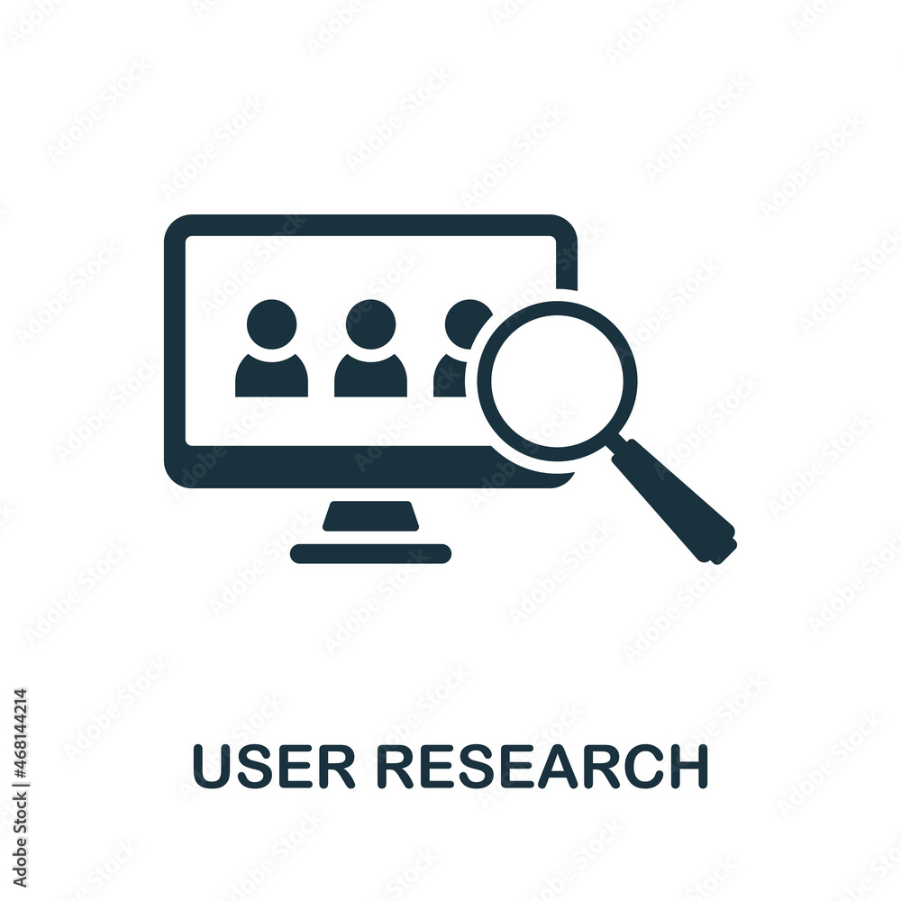User Research icon. Monochrome sign from digital transformation ...