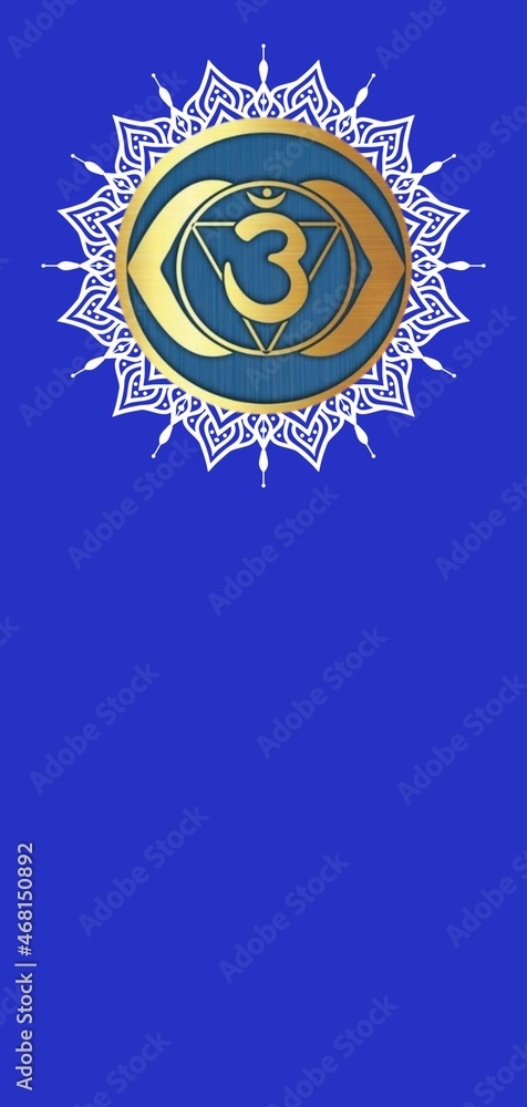 Navy blue chakra with mandala isolated on navy blue background Stock ...
