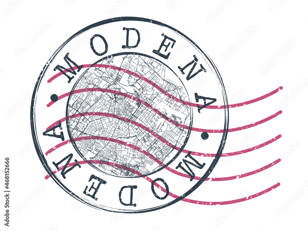 Modena, Province of Modena, Italy Stamp Map Postal. Silhouette Seal ...