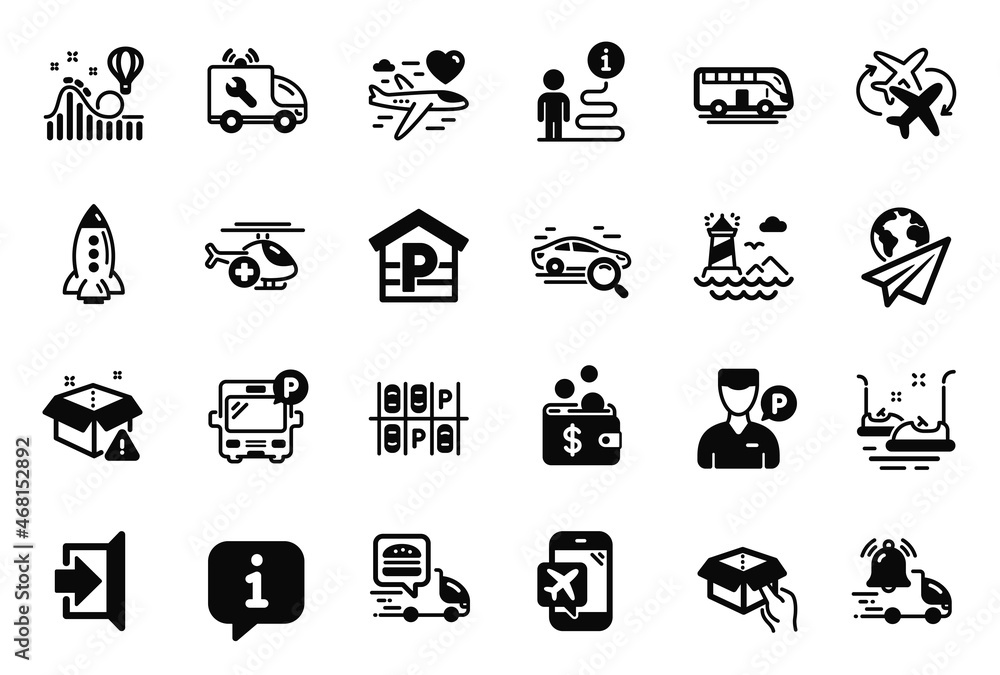 Vector Set of Transportation icons related to Parking, Rocket and Car ...