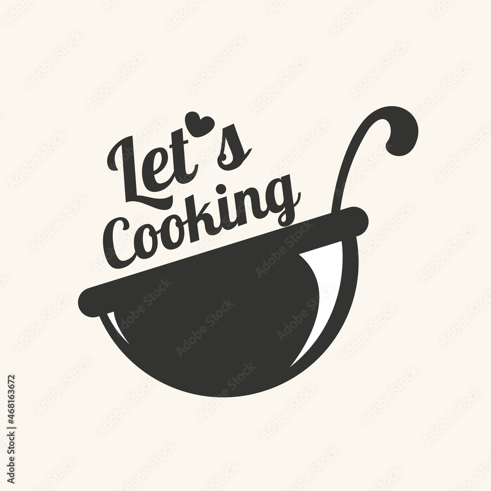 Lets Cooking logo. Labels restaurant or cafe. Vector illustration ...
