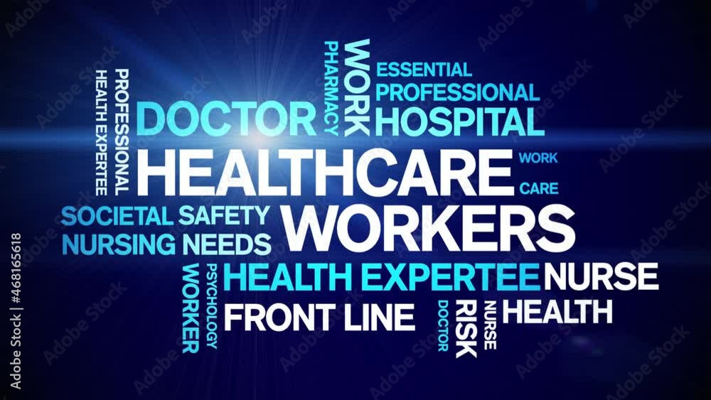 Healthcare workers Animated tag word cloud;text design animation ...
