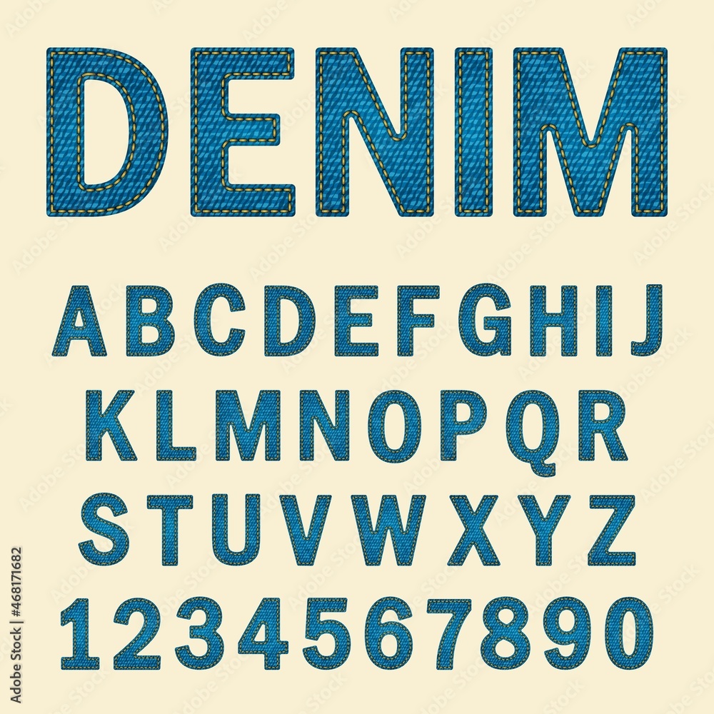Denim English alphabet Stock Vector | Adobe Stock