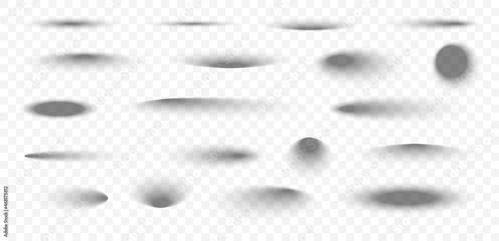 Set of realistic shadow on transparent background. Oval and round ...