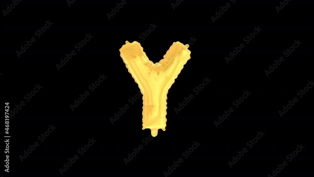 Helium Gold Balloon with Letter - Y. Loop Animation with Alpha Channel ...