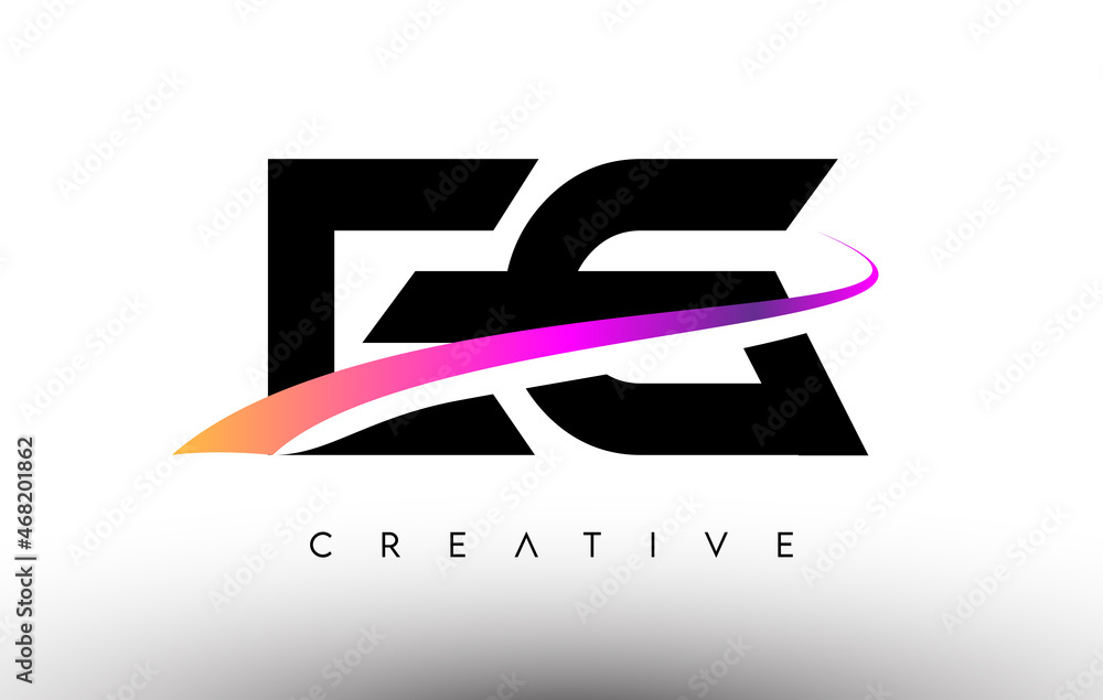 EG Logo Letter Design Icon. EG Letters with Colorful Creative Swoosh ...