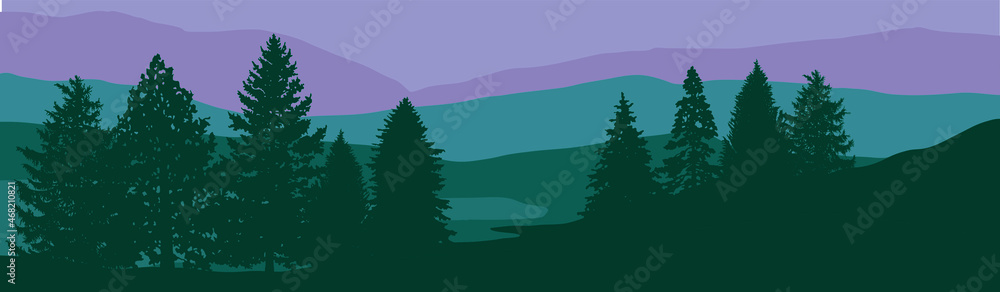 Forest Background. Tree Vector Silhouette. Park View. Nature Landscape ...