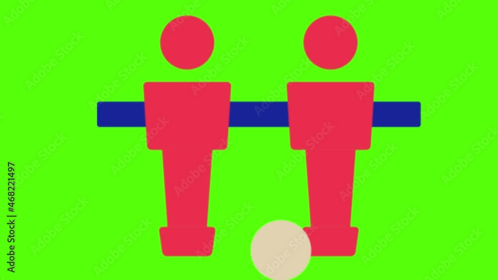 An animation of table football players on a green screen background for ...