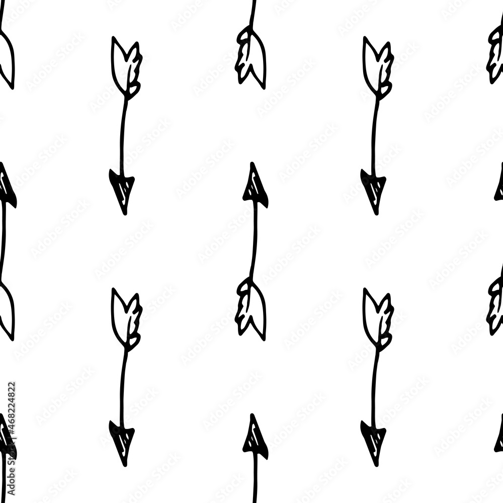 patterns of arrows. Seamless doodle-style pattern, vintage triangular ...