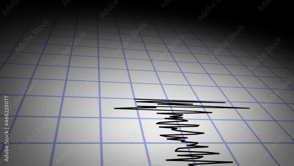3D illustration of Seismometer scale drawing waves of an earthquake on ...